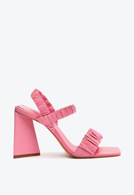 Sandália Salto Alto Lirah Elástico Rosa | Schutz