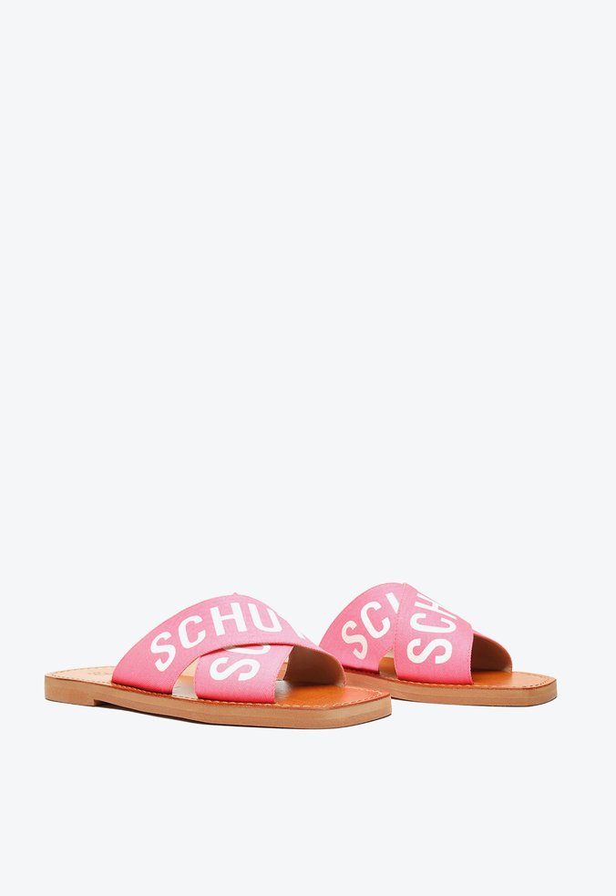 Sandália Rasteira de X Logo Schutz Light Rosa | Schutz