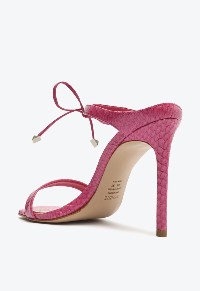 Sandália Mule Mavis Couro Snake Rosa | Schutz